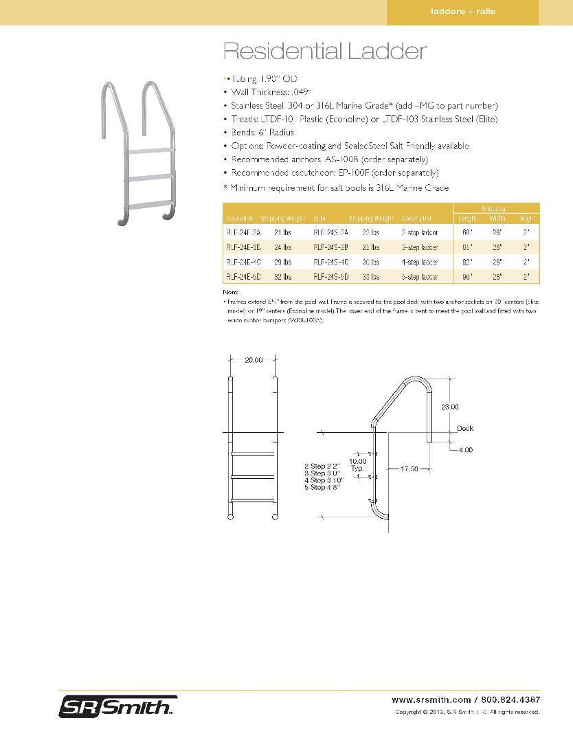 Residential Pool Ladders | Official S.R.Smith Products