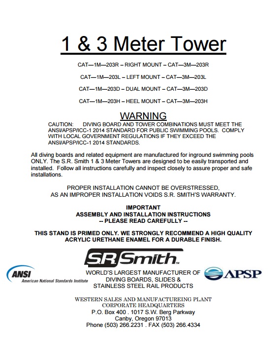 Deluxe 3 Meter Tower | Diving Boards | S.R.Smith