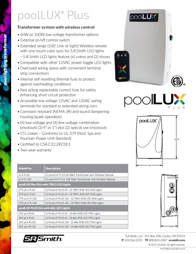 poolLUX™ Plus Power and Lighting Transformer | S.R.Smith Pool Lighting