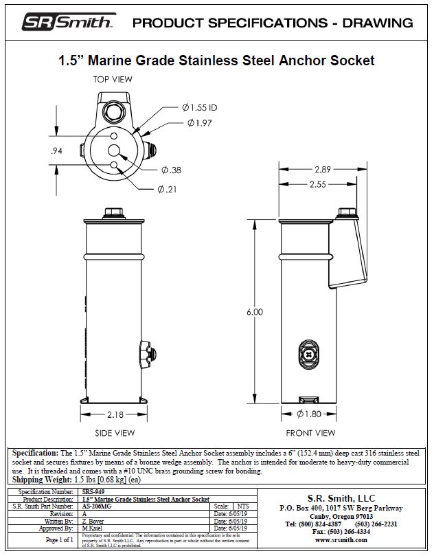 6" Commercial Stainless Steel Wedge Anchor | Swimming Pool Parts ...