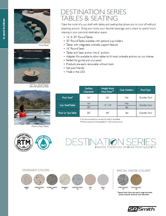 In-Pool Furniture | Tables & Seating | S.R. Smith